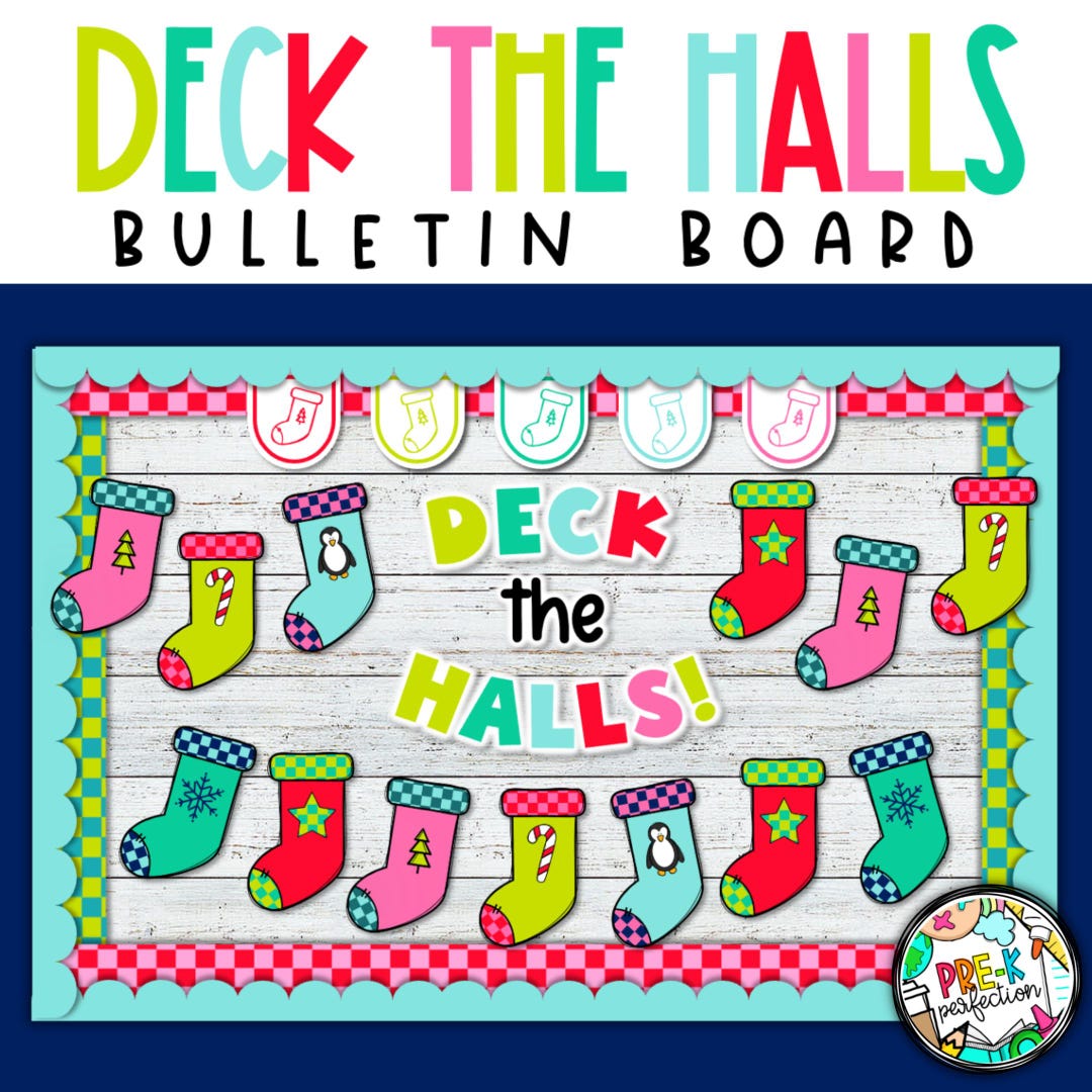 Christmas Stockings Bulletin Board | Christmas Bulletin Board | Deck ...