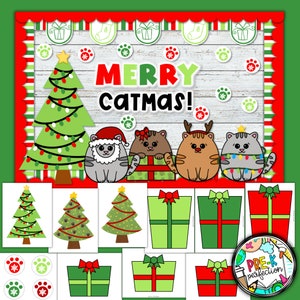 Meowy Christmas Bulletin Board | Christmas Cat Bulletin Board | Holiday ...