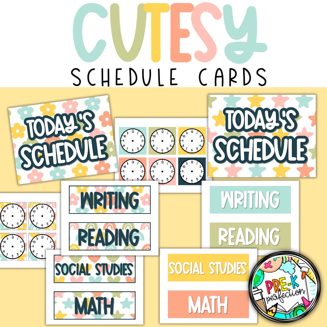 Cutesy Classroom Schedule Cards: Pastel Doodle Decor (digital Download ...