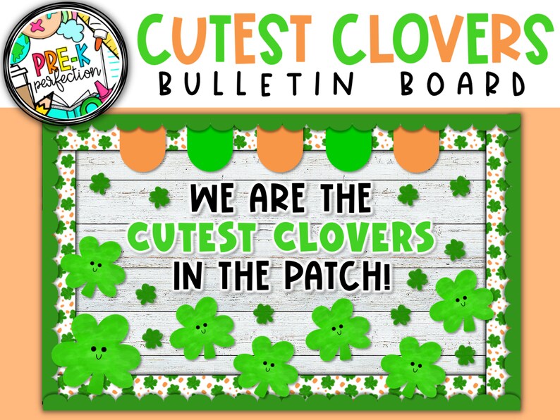 St. Patrick's Day Bulletin Board Kit: Clover Classroom Decor (digital ...