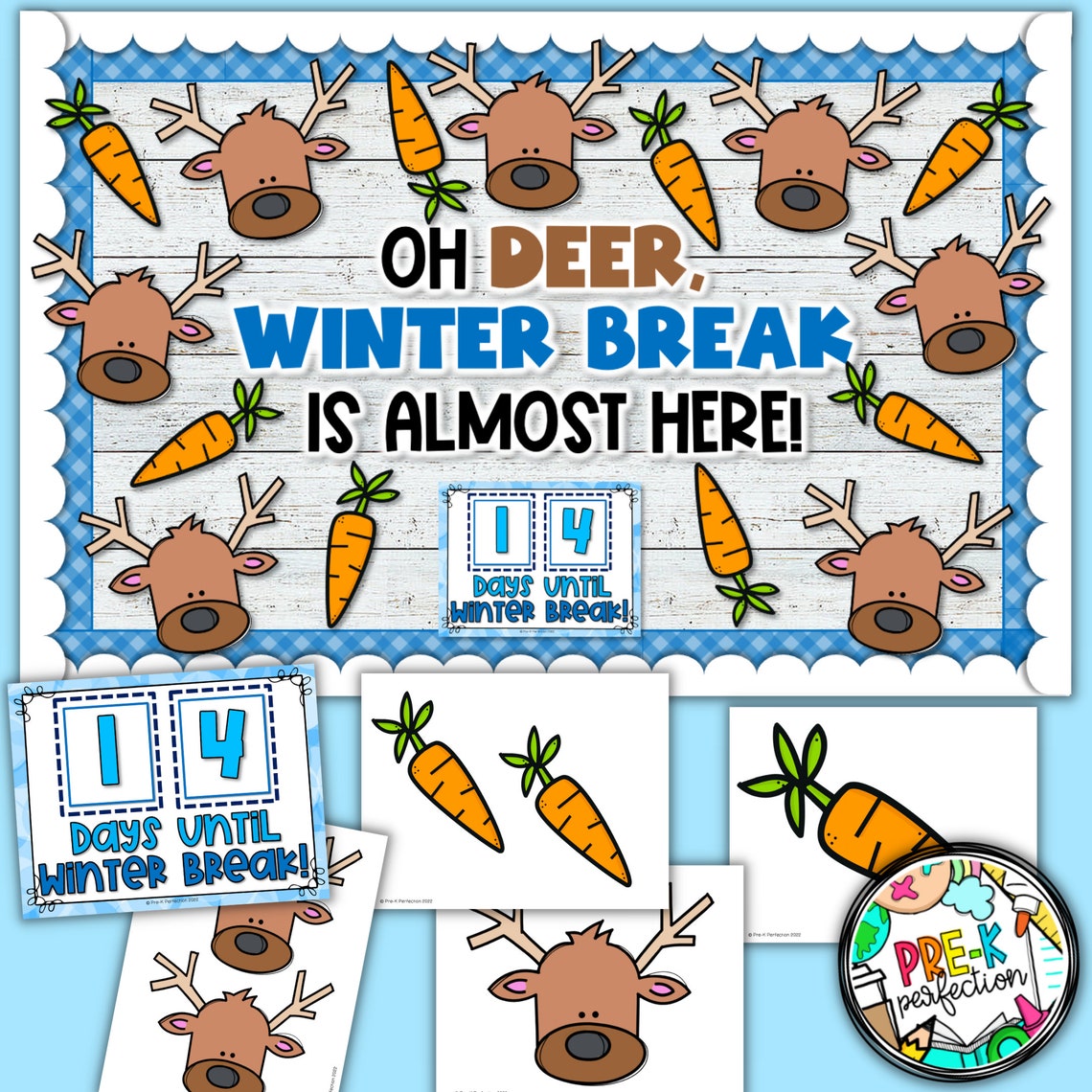 Winter Break Countdown Reindeer Bulletin Board Winter - Etsy