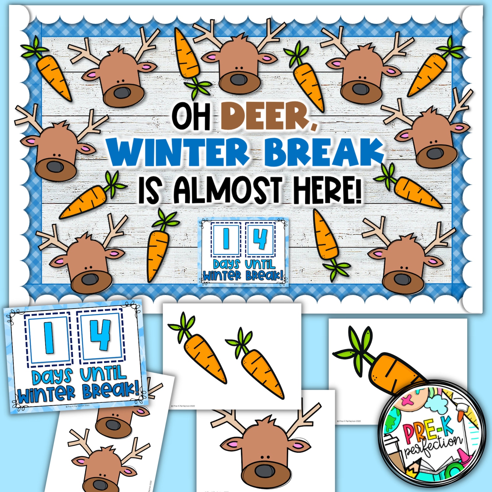 Winter Break Countdown Reindeer Bulletin Board Winter - Etsy