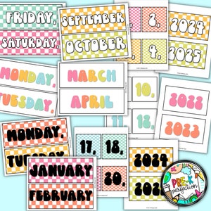 Checkered Chick Classroom Decor | Retro Check Calendar Set | 90s Y2k ...