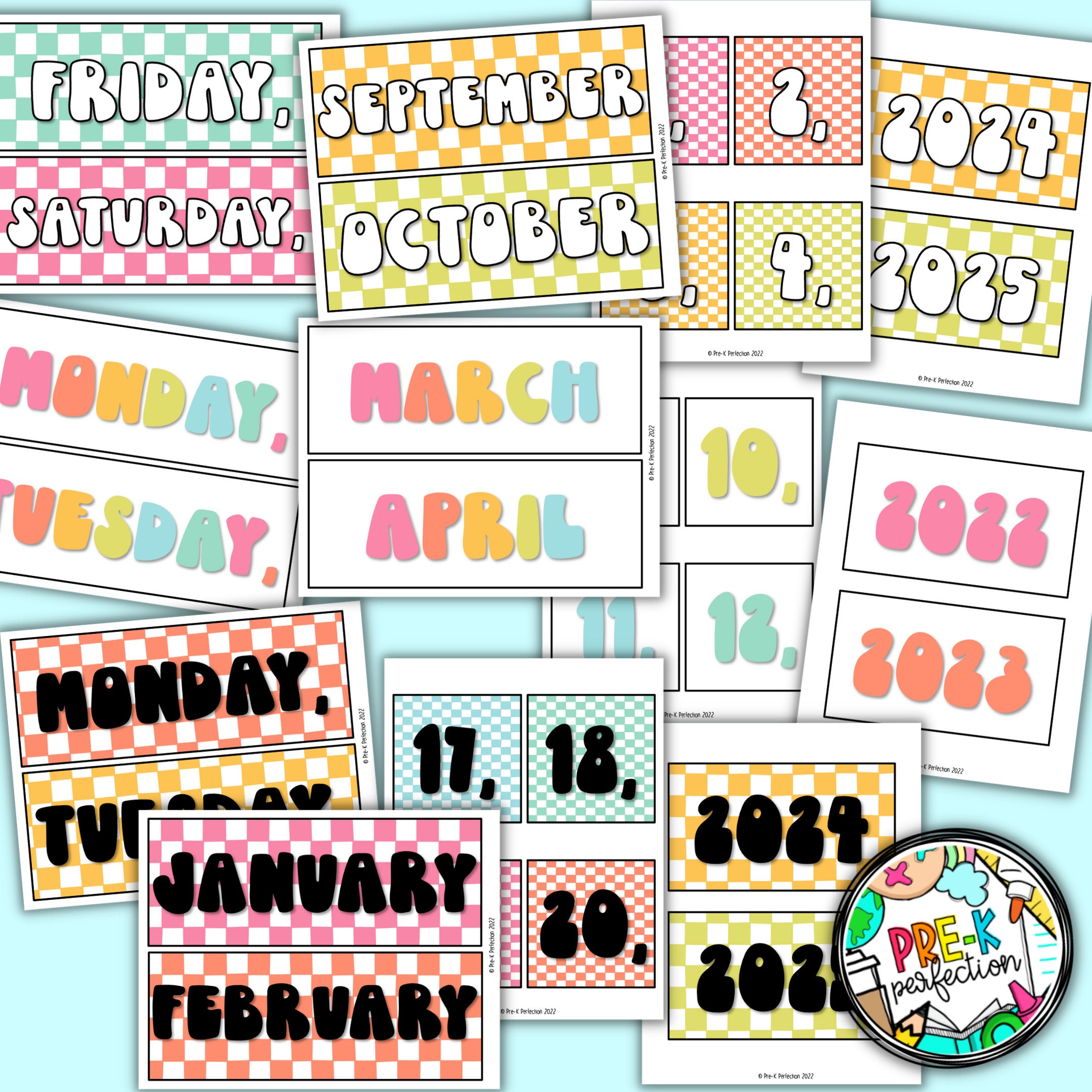 Checkered Classroom Calendar Set: Retro Y2k Decor (digital Download) - Etsy