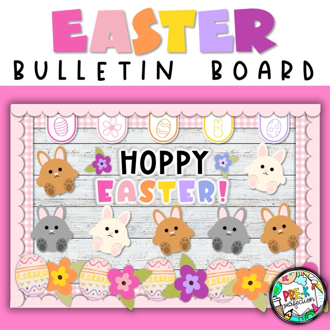 Easter Bunny Bulletin Board Kit: Groovy Spring Classroom Decor (digital ...