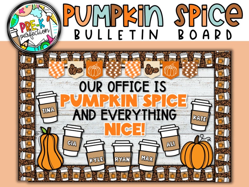 Pumpkin Spice Bulletin Board Kit: Fall Office Decor (digital Download ...
