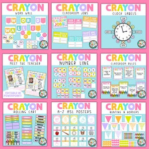 Crayon Classroom Decor Bundle: Bright Posters (digital Download) - Etsy