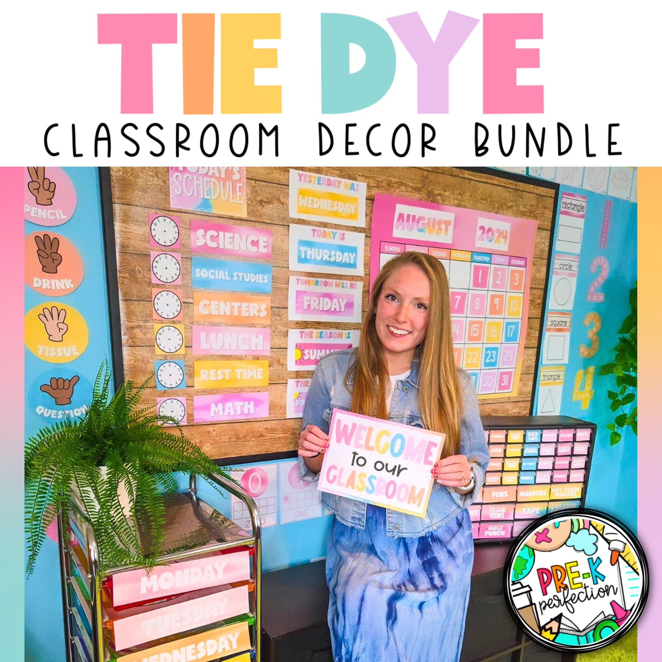 Rainbow Tie Dye Classroom Decor Bundle (digital Download) - Etsy