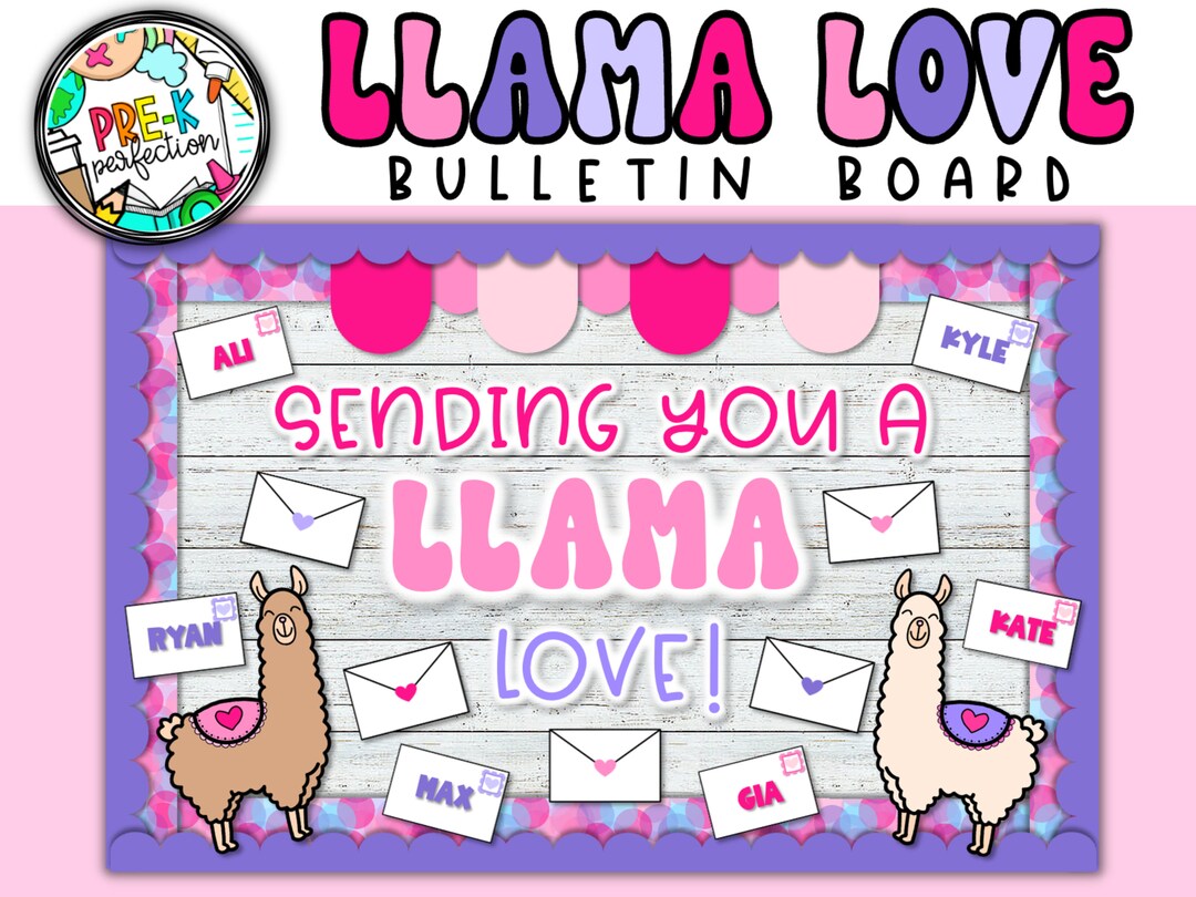 Llama Valentine's Day Bulletin Board | Llama Love Bulletin Board ...