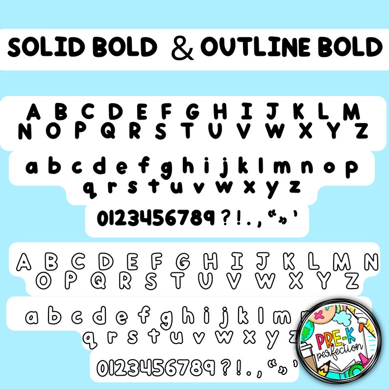 Black and White Bulletin Board Letters: Thin & Bold Font (digital ...