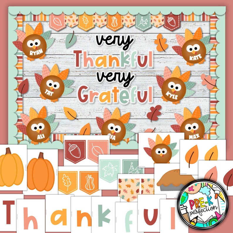 Demure Thanksgiving Bulletin Board | Very Thankful Very Grateful ...