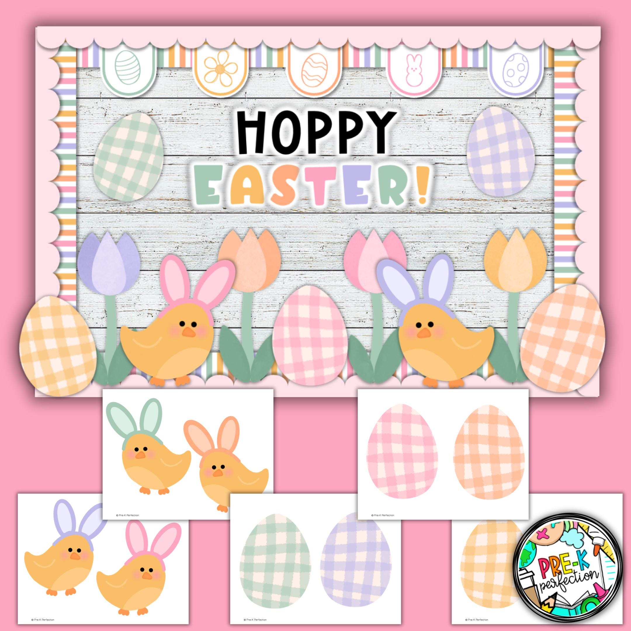 Spring Classroom Bulletin Board Kit: Easter Chicks & Tulips (digital ...