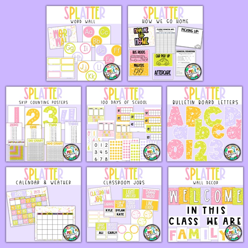 Pastel Splatter Classroom Decor Bundle | Terrazzo Inspired Decor - Etsy