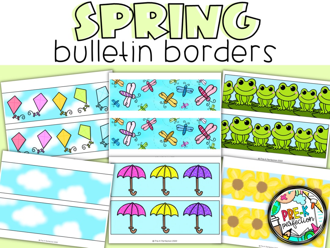 Spring Bulletin Borders| Easy to Use | Digital Product | Umbrellas ...