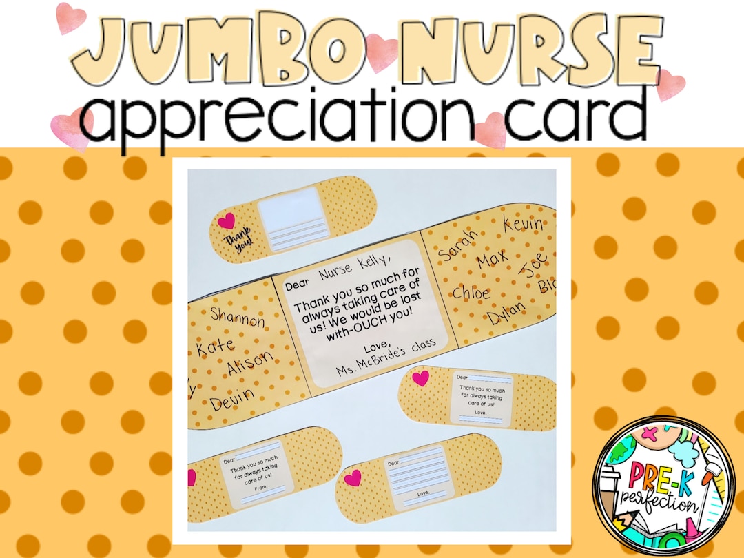 Jumbo Nurse Appreciation Card | Band-aid Card | School Nurse Card ...