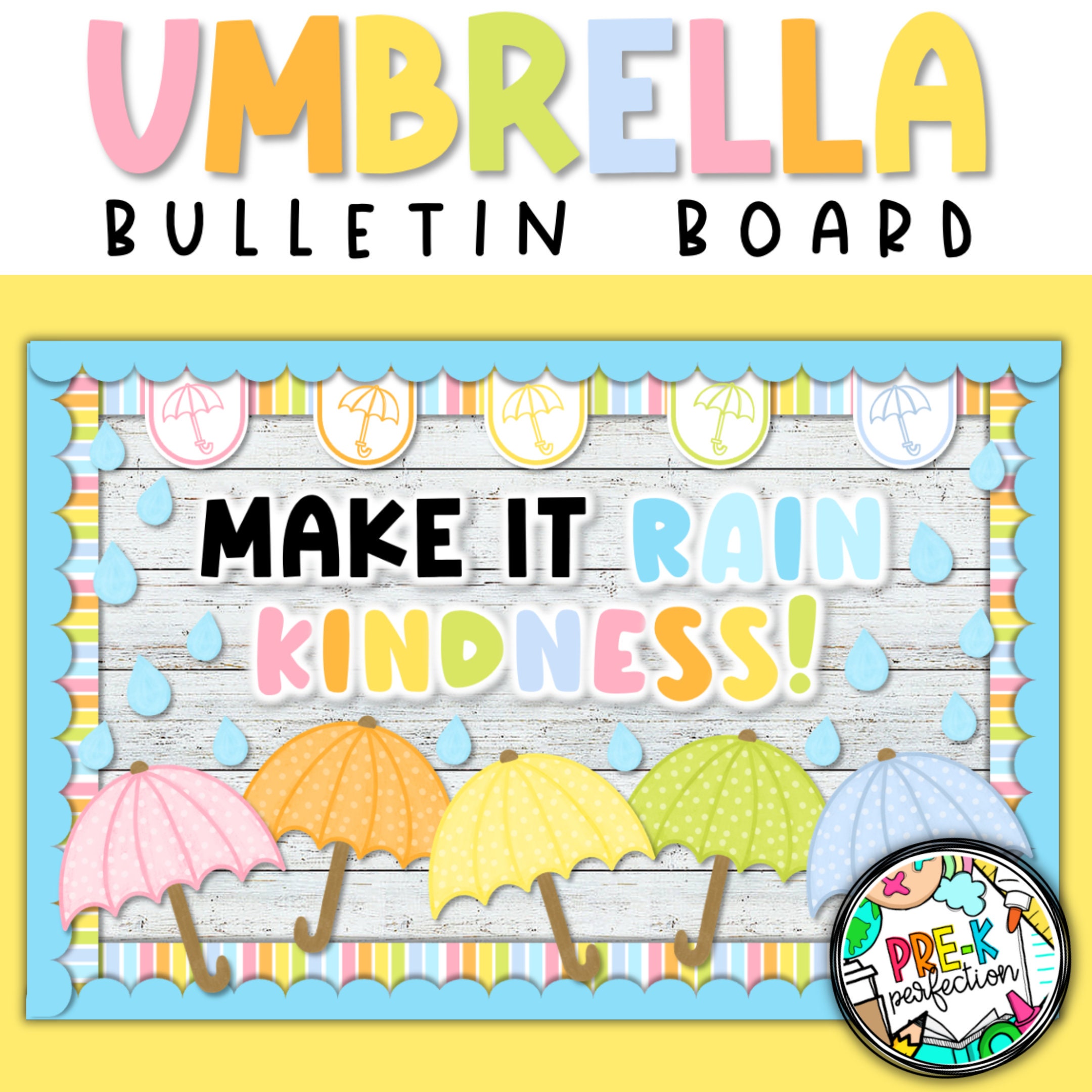 Spring Showers Bulletin Board Kit: Umbrellas & Raindrops (digital ...