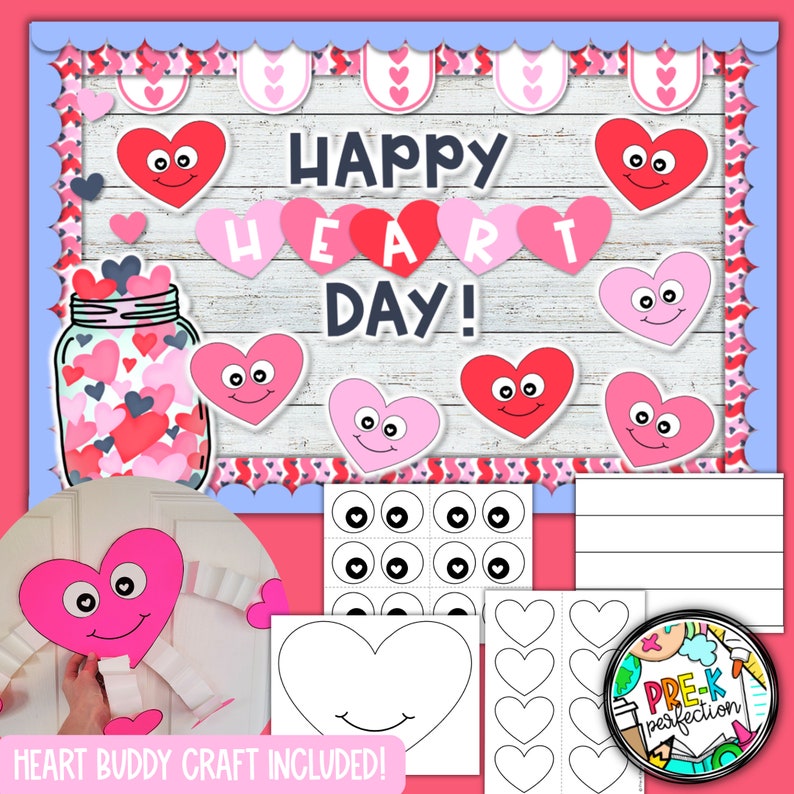 Be Kind Bulletin Board: Valentine's Day Affirmation Hearts (digital ...