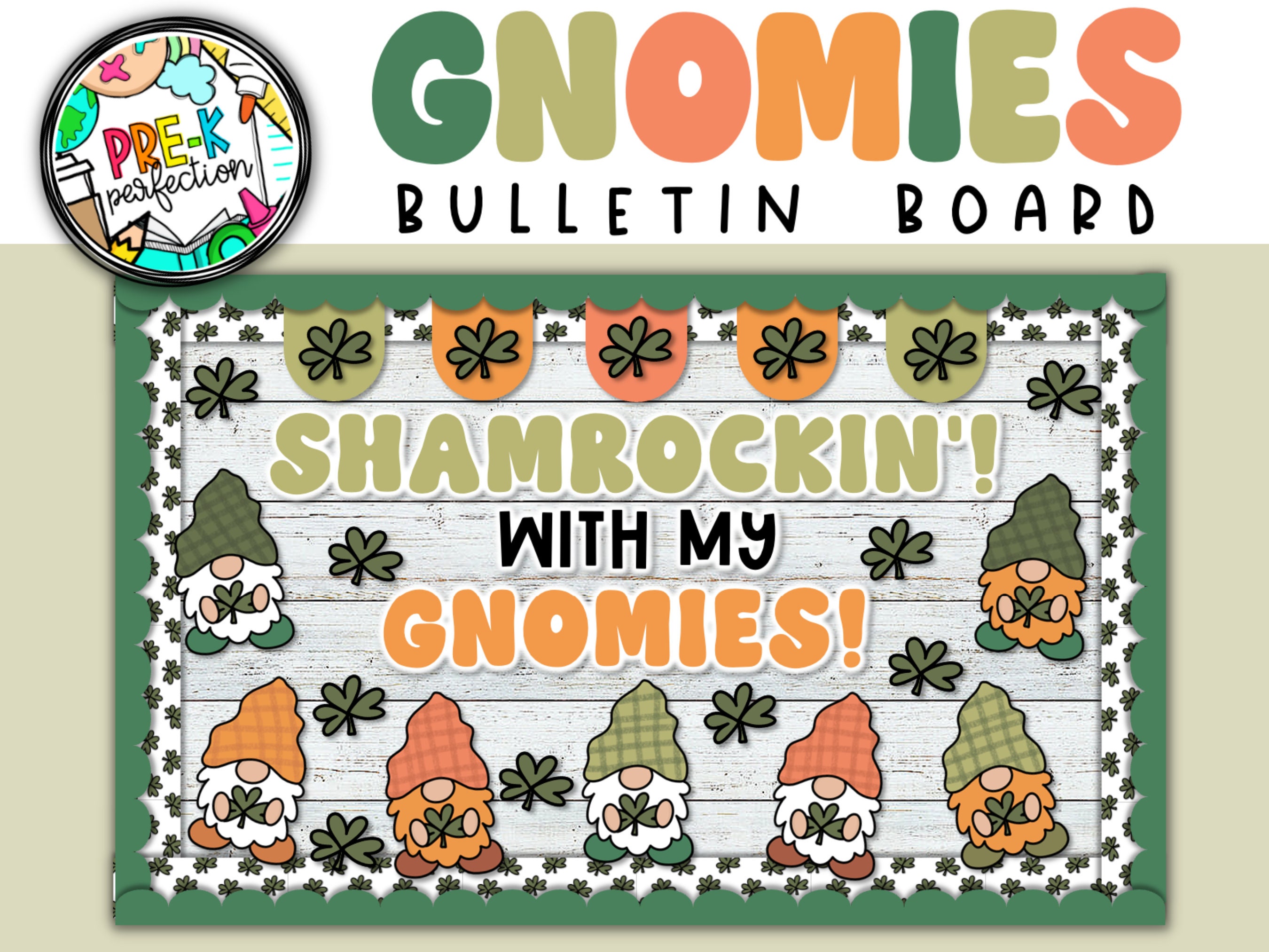 St Patrick's Day Gnome Bulletin Board Kit: Classroom Decor (digital ...