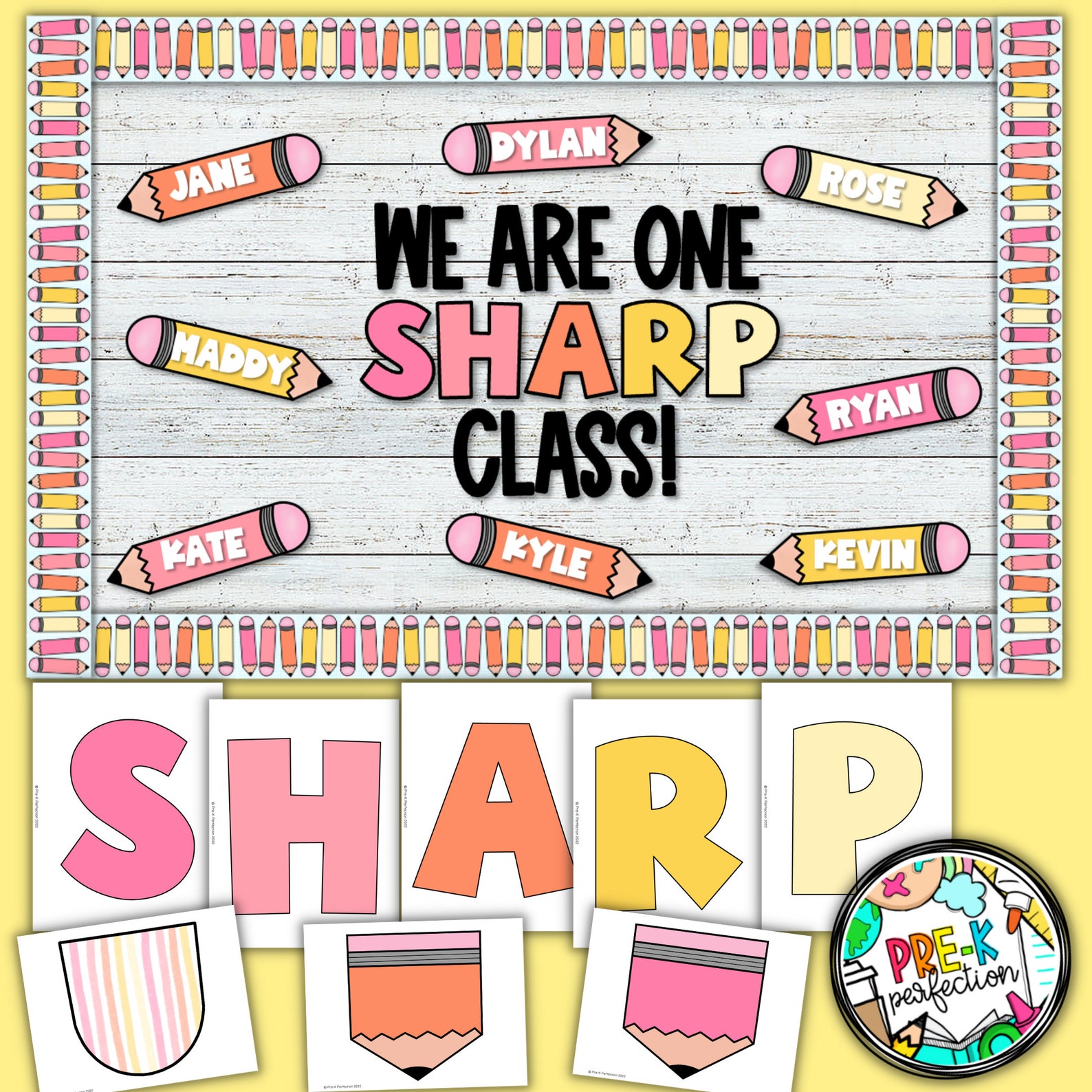 Pencil Bulletin Board Kit: Editable Back to School Decor (digital ...
