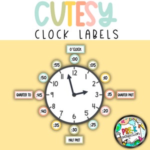 Cutesy Classroom Decor | Clock Labels | Pastel Doodle Decor | Pastel ...