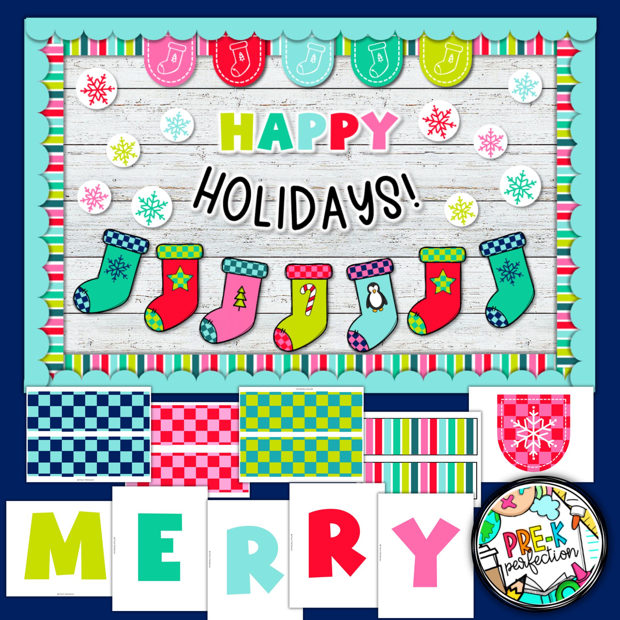 Christmas Stockings Bulletin Board Kit: Classroom Decor (digital ...