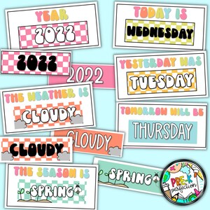 Checkered Chick Classroom Decor | Retro Check Calendar Set | 90s Y2k ...