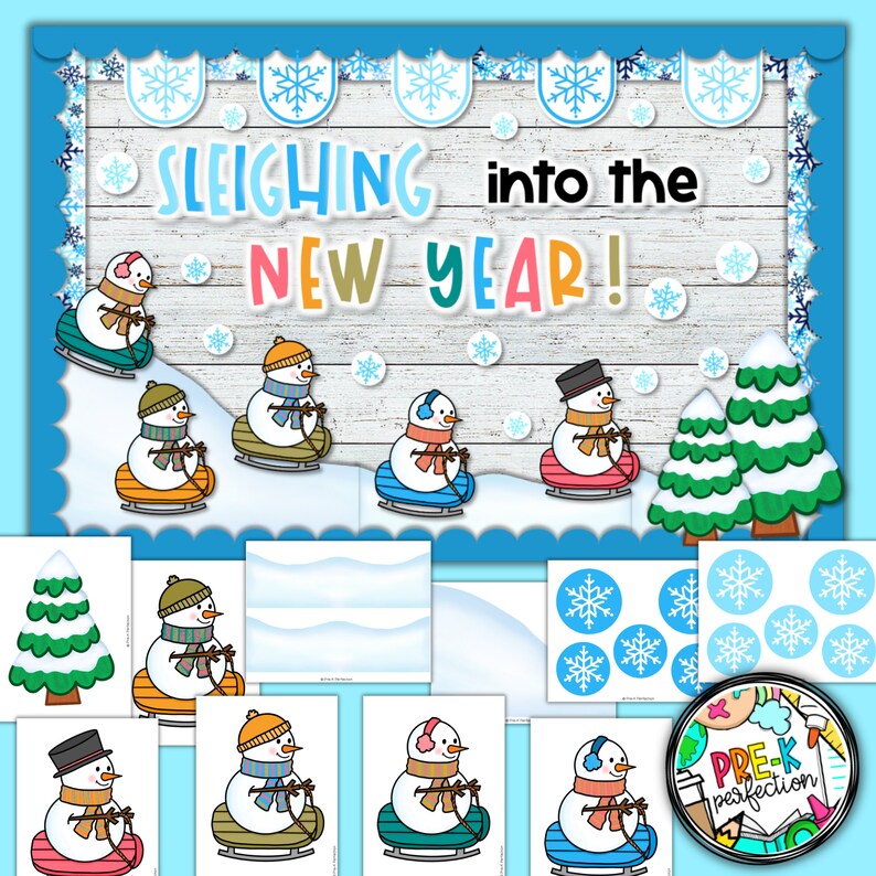 Sleighing Snowmen Winter Bulletin Board Decor (digital Download) - Etsy
