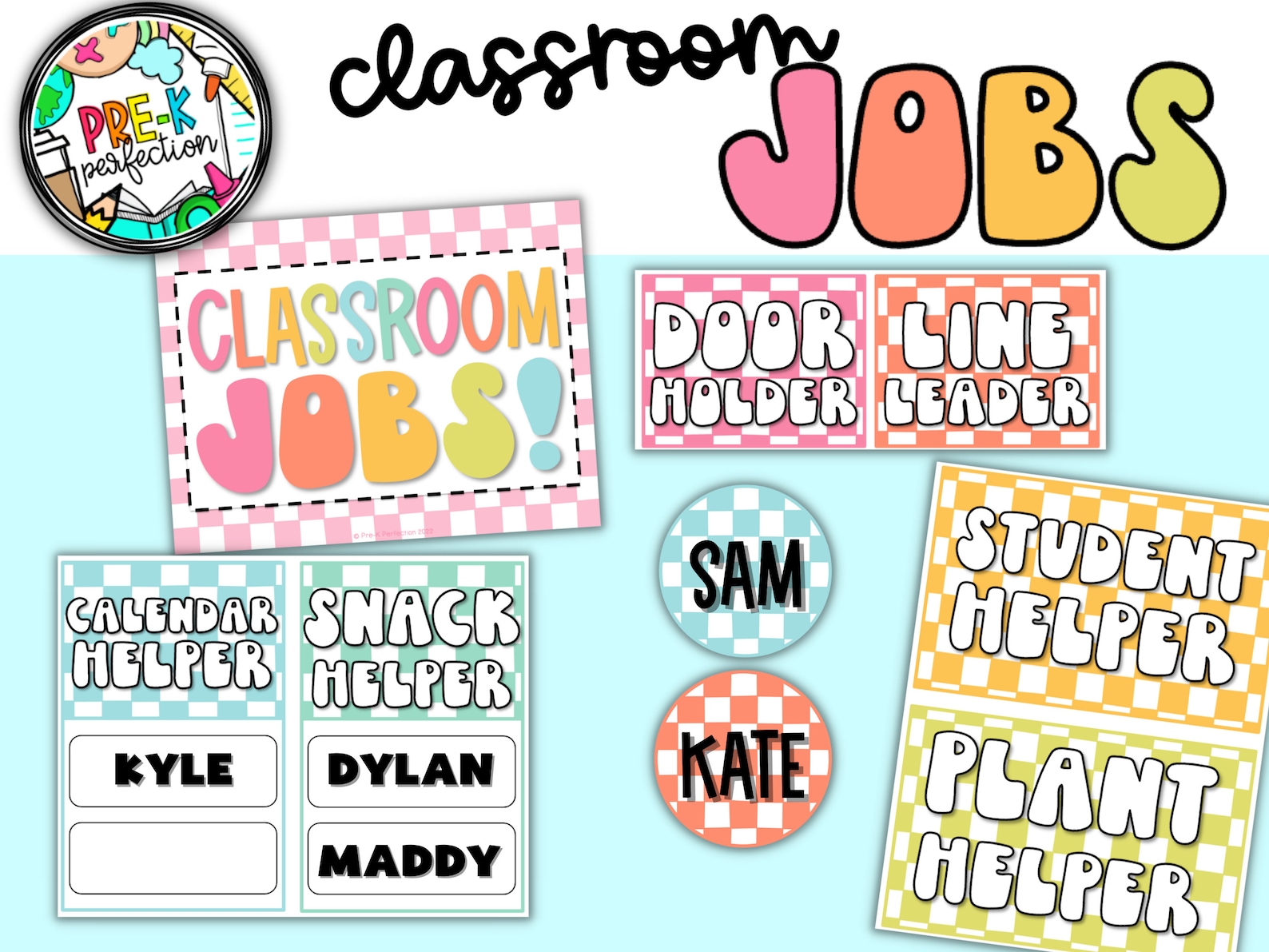 Y2K Checkered Chick CLASSROOM JOBS | Groovy Decor | Classroom Job ...