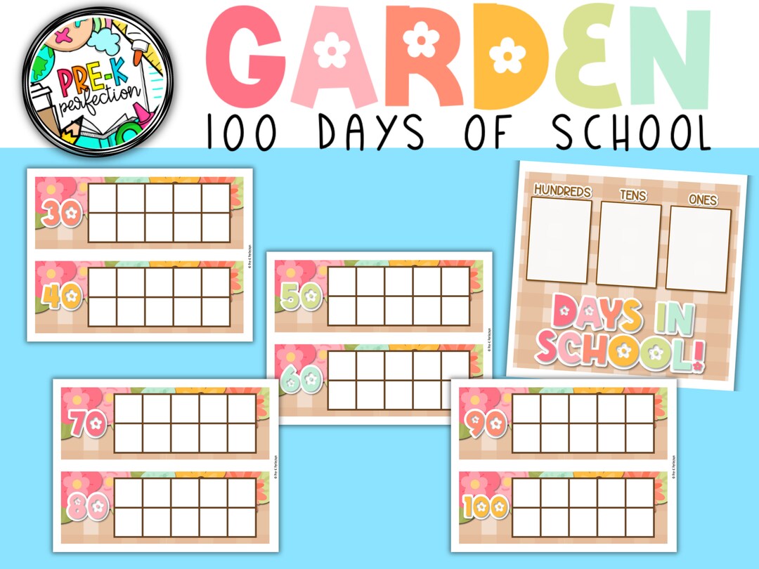 Garden Classroom Decor: 100 Days of School Display (digital Download ...
