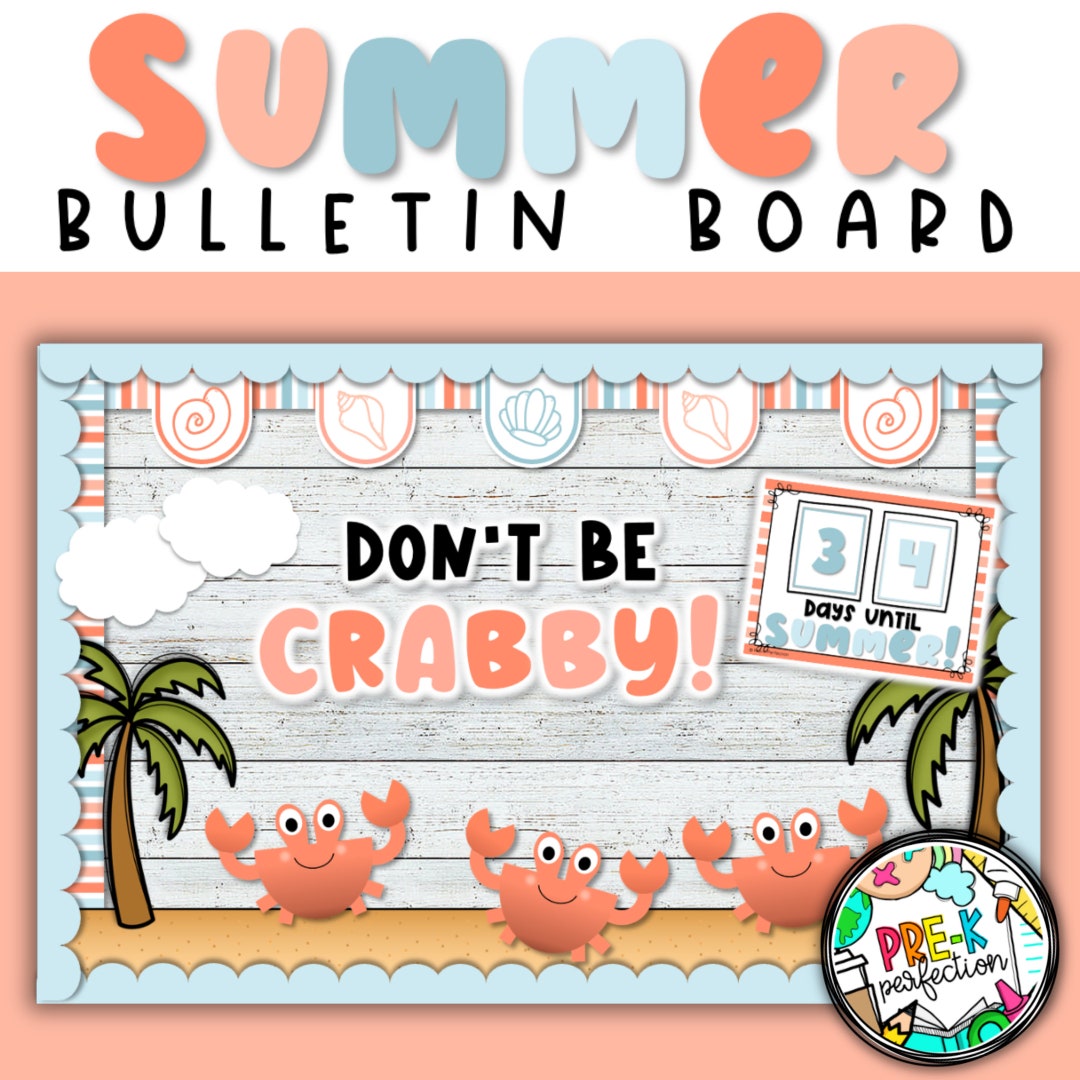 Summer BEACH Bulletin Board | Summer Countdown | Crab Craft | Oh Snap ...