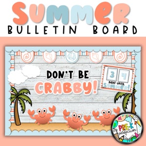 Summer BEACH Bulletin Board | Summer Countdown | Crab Craft | Oh Snap ...