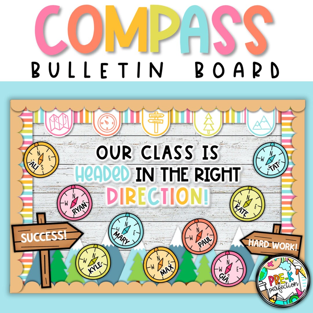 Camping Bulletin Board, Compass Decor, Adventure Classroom, Wilderness ...