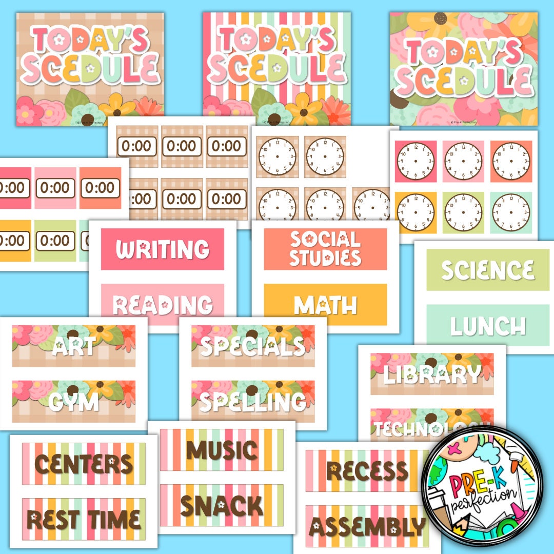 Garden Classroom Decor | EDITABLE Schedule Cards | Rainbow Flower Decor ...