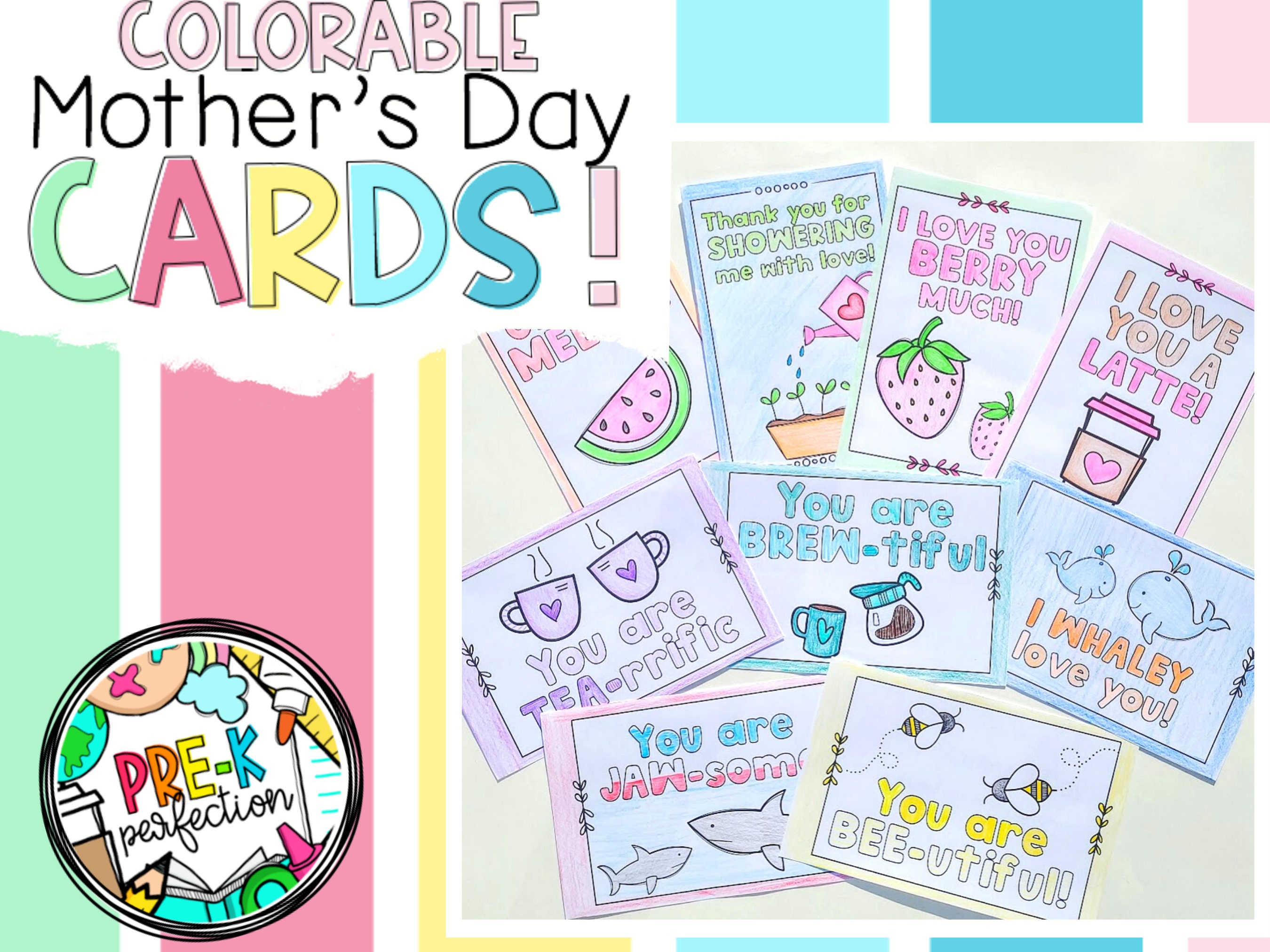 Printable Punny Mother's Day Cards: Colorable Greeting Cards (digital ...