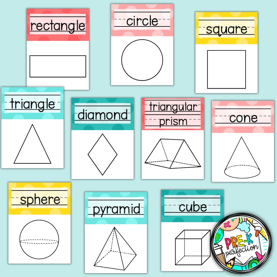 2D and 3D Shape Posters: Polka Dot Classroom Decor (digital Download ...