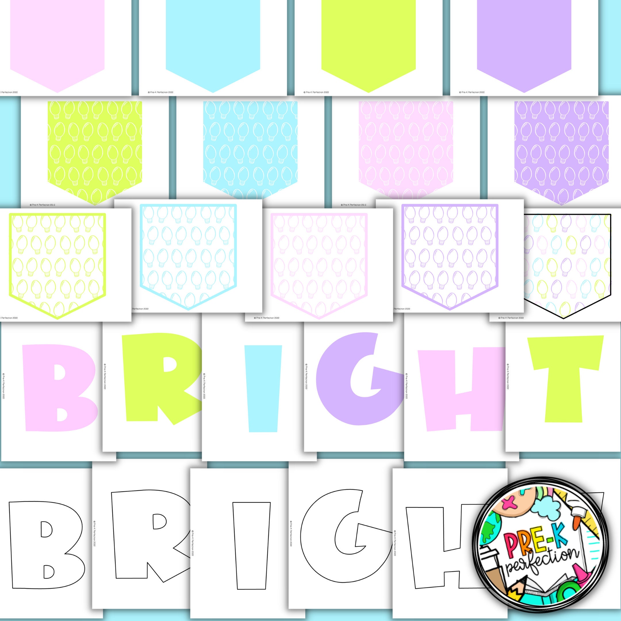 Pastel Christmas Lights Bulletin Board Christmas Lights - Etsy