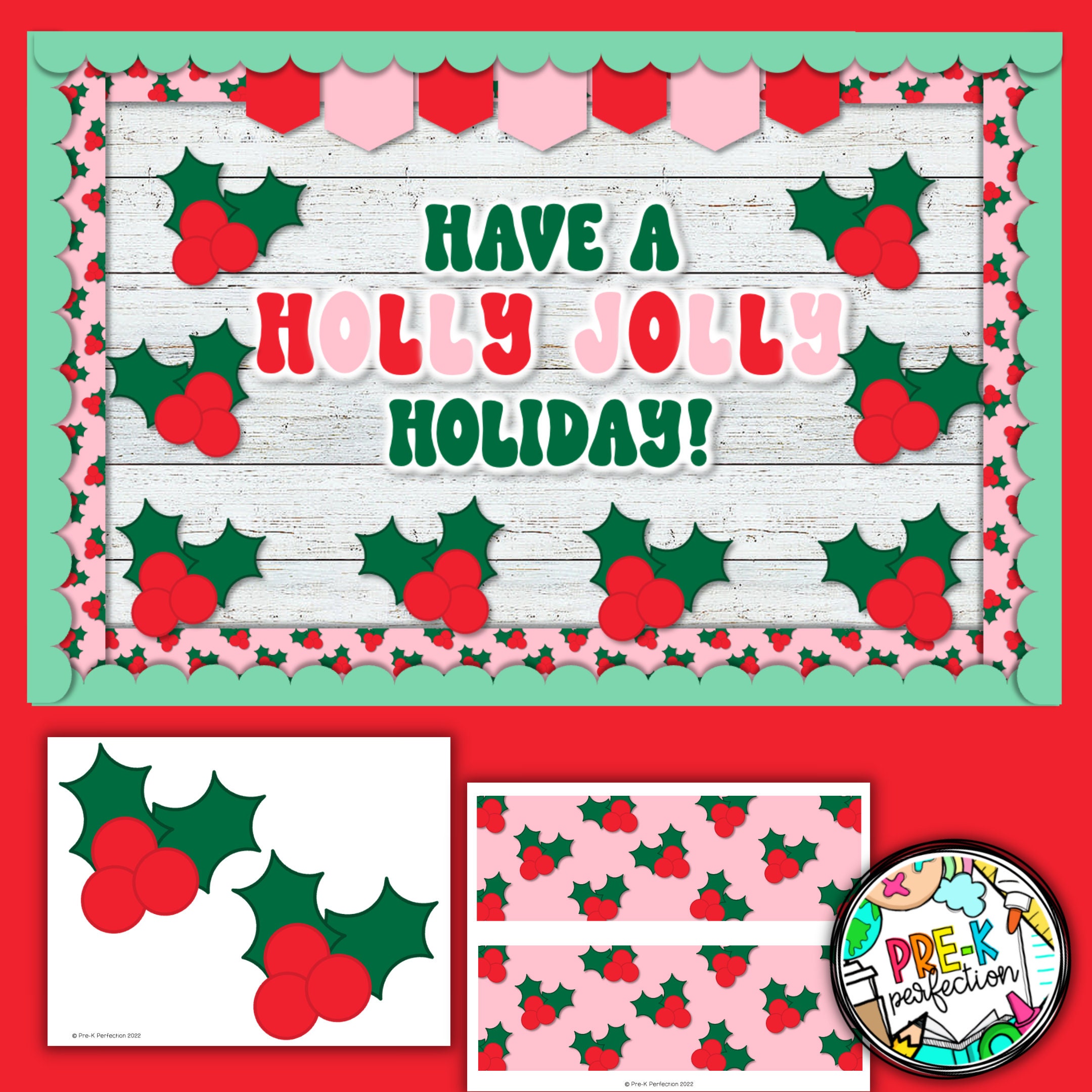 Holly Jolly Christmas Classroom Bulletin Board Kit (digital Download ...