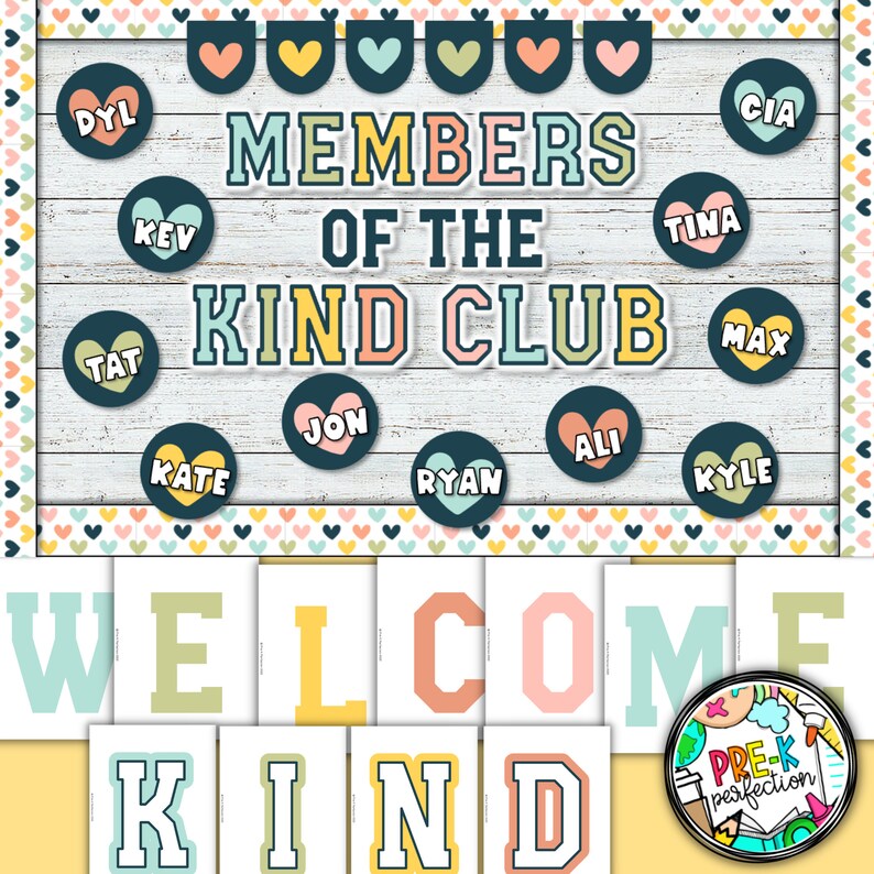 Kind Club Bulletin Board Kit: Pastel Varsity Letters (digital Download ...