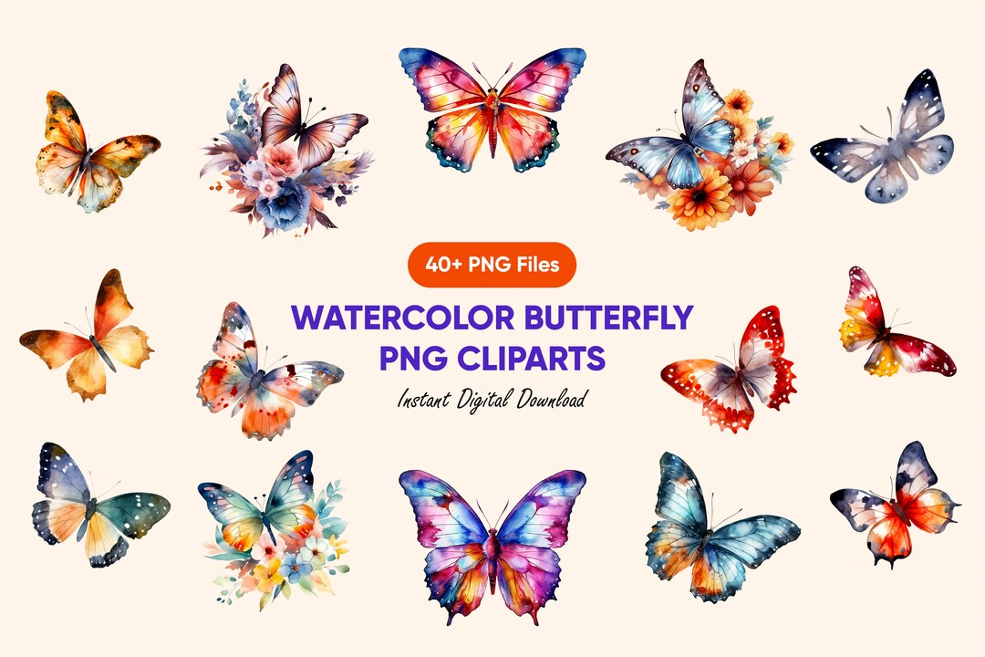 40+ Watercolor Butterfly PNG Clipart's, Watercolor Butterflies, 40+ PNG ...