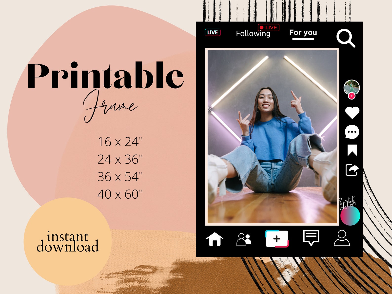 Tik Tok Photo Booth Frame, Tiktok Prop, Photo Booth Prop, Party Photo ...