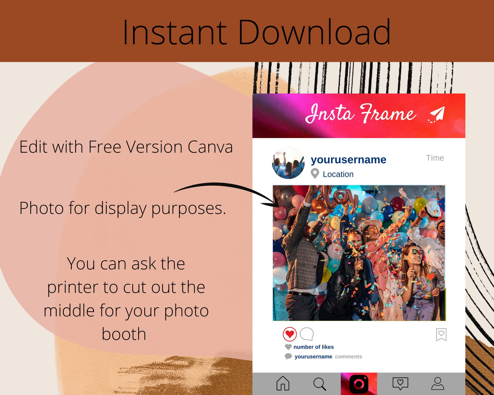 Instagram Frame, Instagram Prop, Photo Booth Prop, Wedding Frame, Party ...