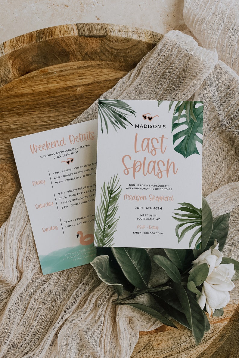 Last Splash Bachelorette Party Invitation Bachelorette - Etsy
