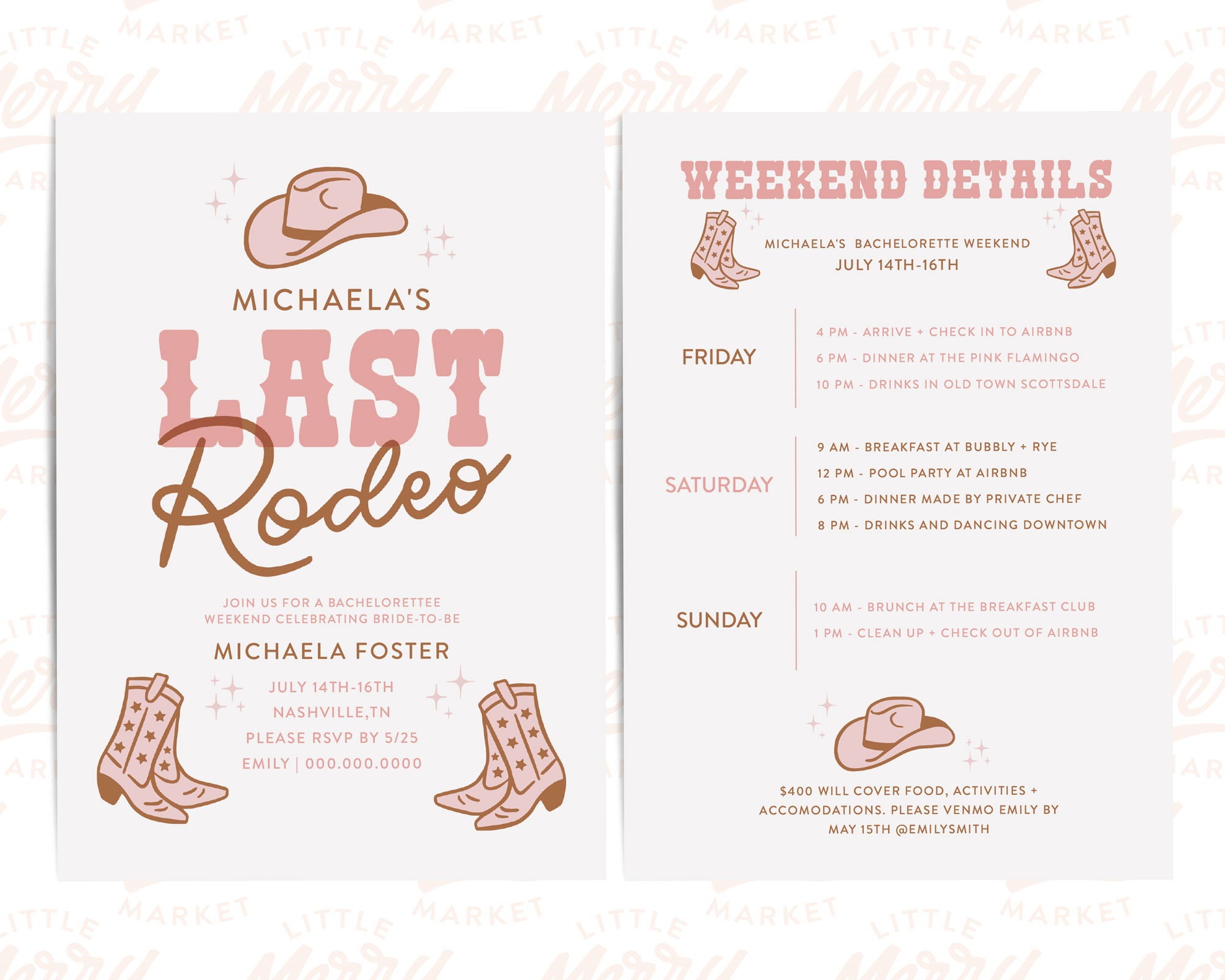 Last Rodeo Bachelorette Invitation Template | Nashville Bachelorette ...