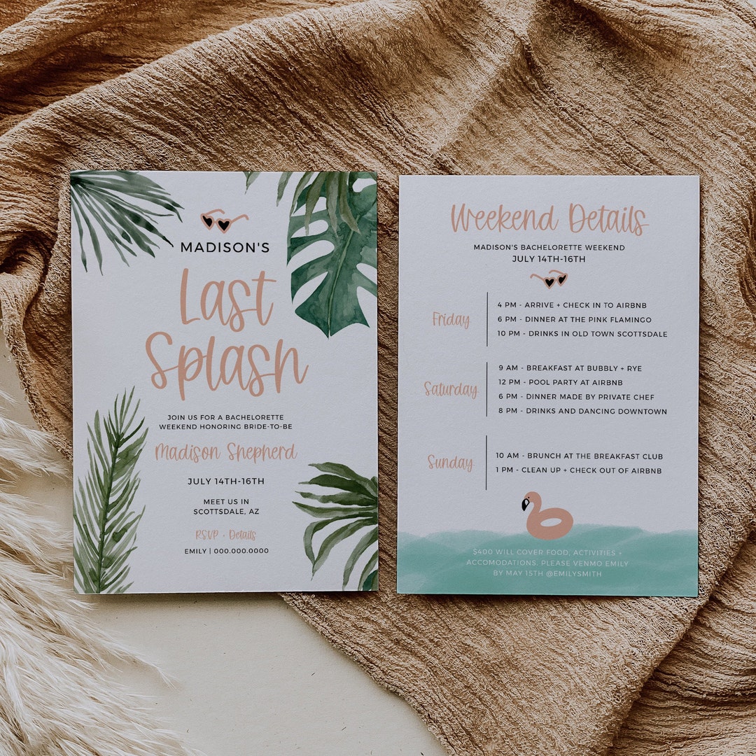 Last Splash Bachelorette Party Invitation Bachelorette - Etsy