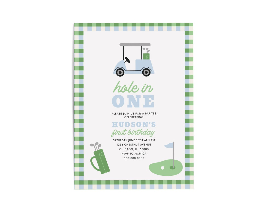 Hole in One First Birthday Invitation | Golf Themed Birthday Invite ...