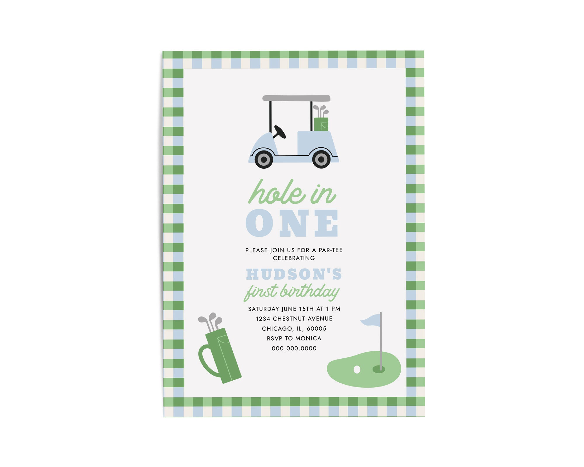 Hole in One First Birthday Invitation | Golf Themed Birthday Invite ...