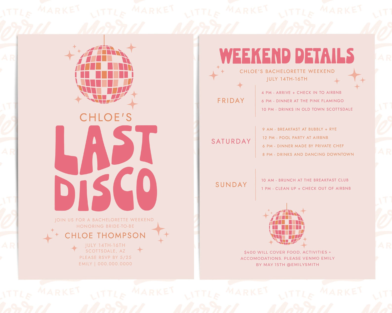 Last Disco Bachelorette Party Invitation, Bachelorette Weekend ...