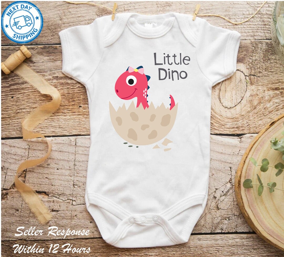 Little Dino Baby Onesie "baby Pink Egg" Baby Clothes - Etsy