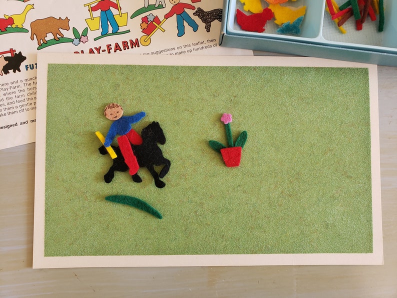 Vintage 1964 Fuzzy Felt Farm Playset - Etsy