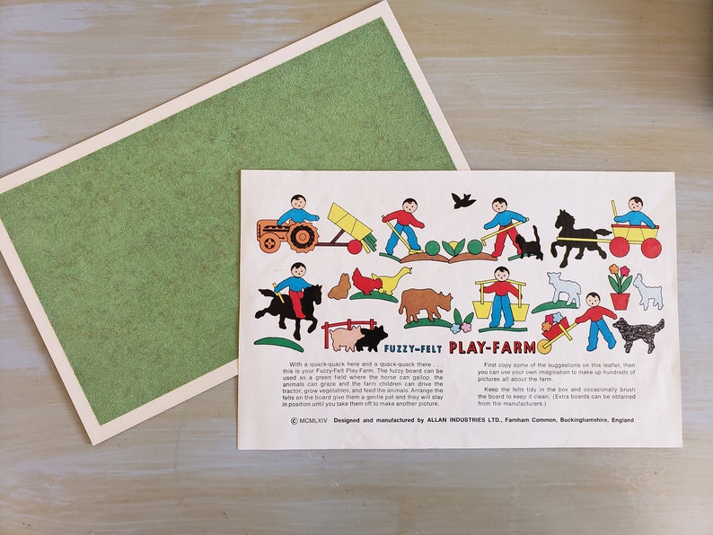Vintage 1964 Fuzzy Felt Farm Playset - Etsy